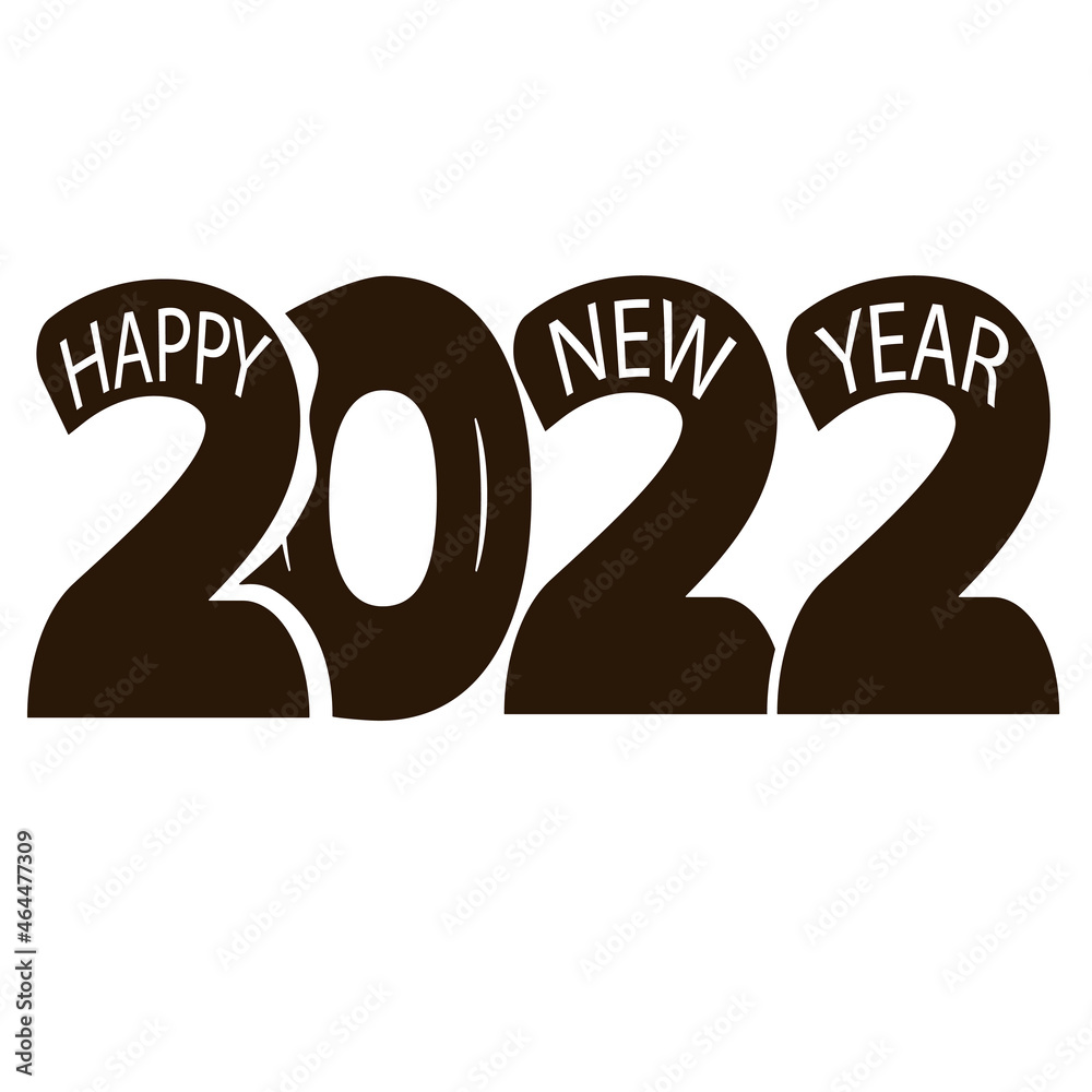 Vector image of black numbers of the new year 2022 for poster, brochure ...