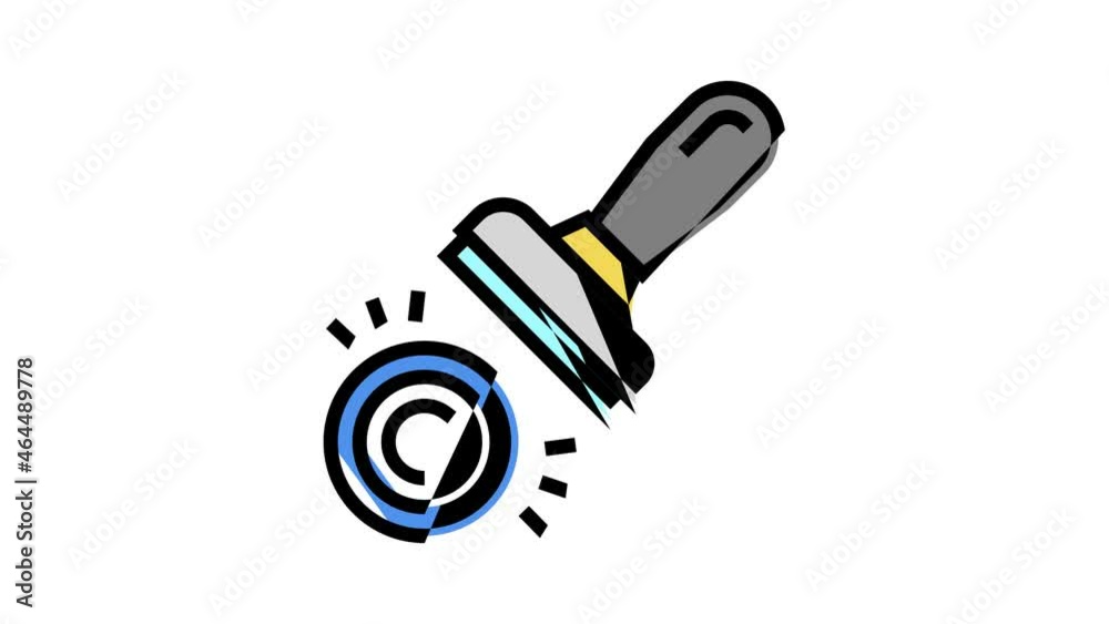copyright symbol stamp animated color icon. copyright symbol stamp sign ...