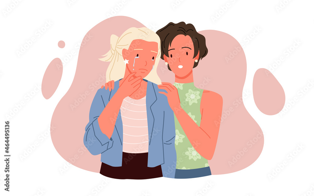 Two People Crying Together Cartoon