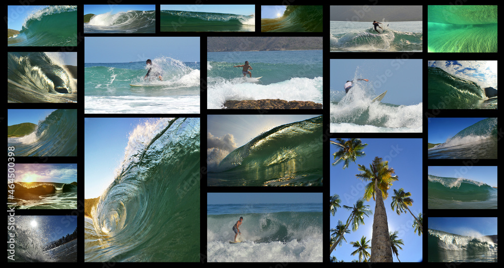collage de surf y playas , Caribe Venezolano Stock Photo | Adobe Stock