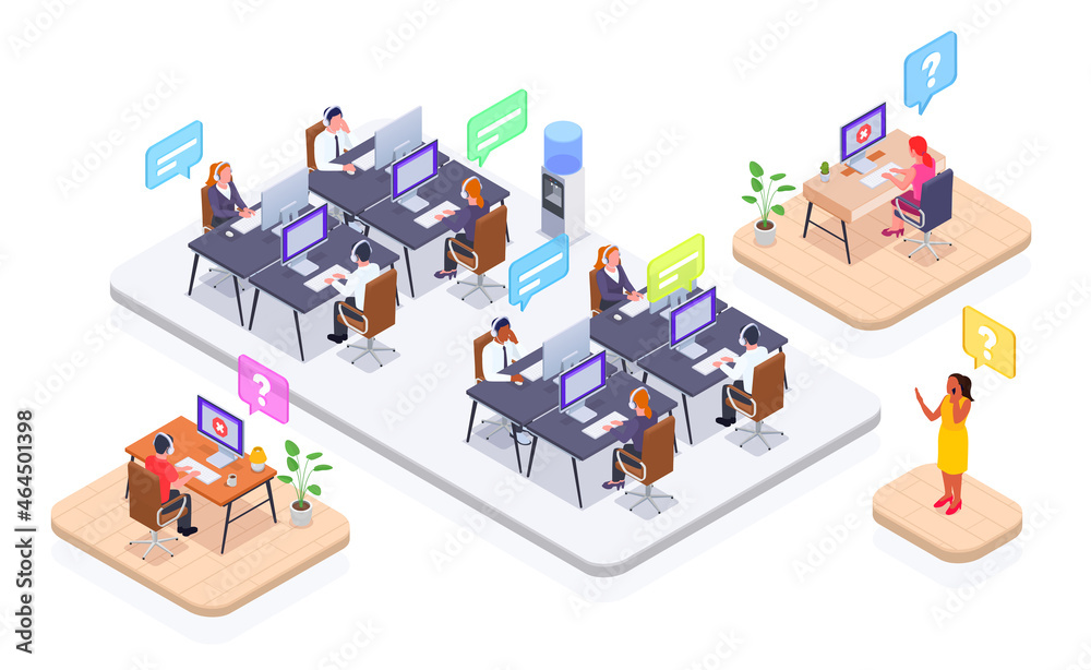 Call Center Concept Set Stock Vector | Adobe Stock