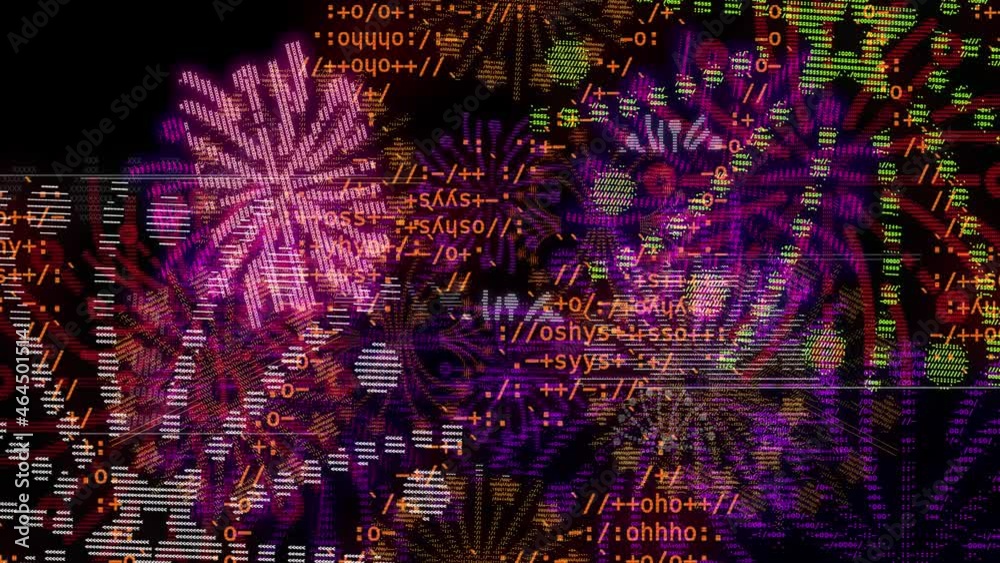 Ascii fireworks collage of colorful signs and symbols Stock Video | Adobe Stock