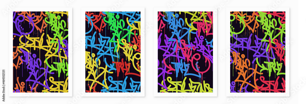 multicolored graffiti background with letters, bright colored lettering ...