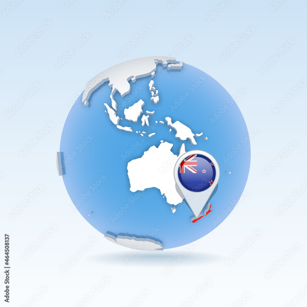 new zealand globe map