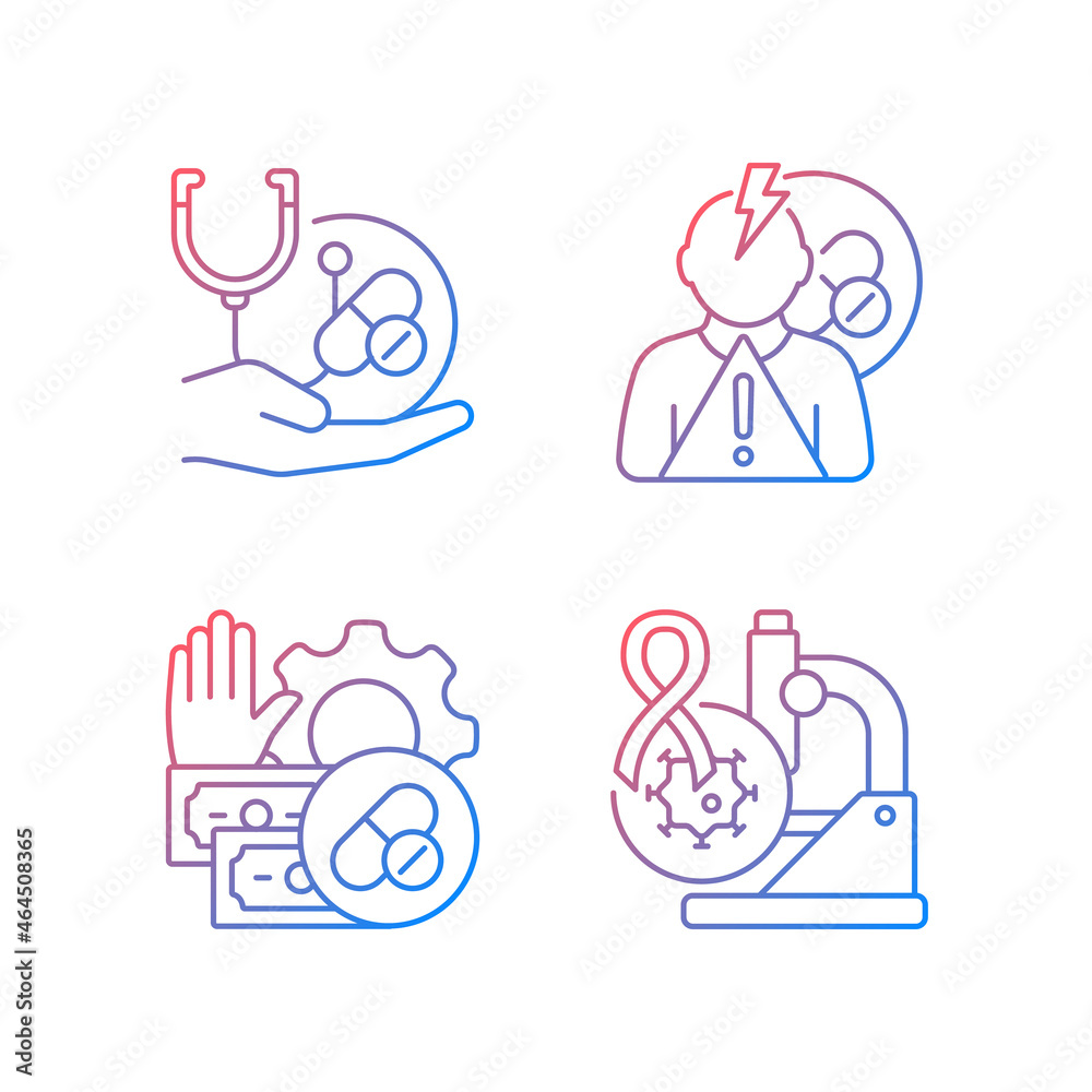 Drug-potency studies gradient linear vector icons set. Improving ...