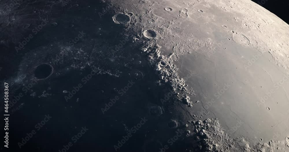 Moon 4K. High resolution and super detailed lunar surface. Many craters ...