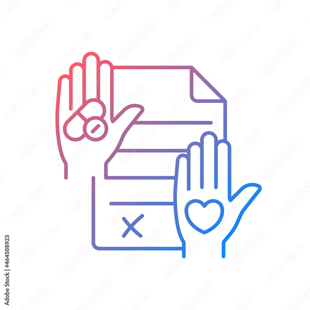 Informed consent gradient linear vector icon. Research ethics ...