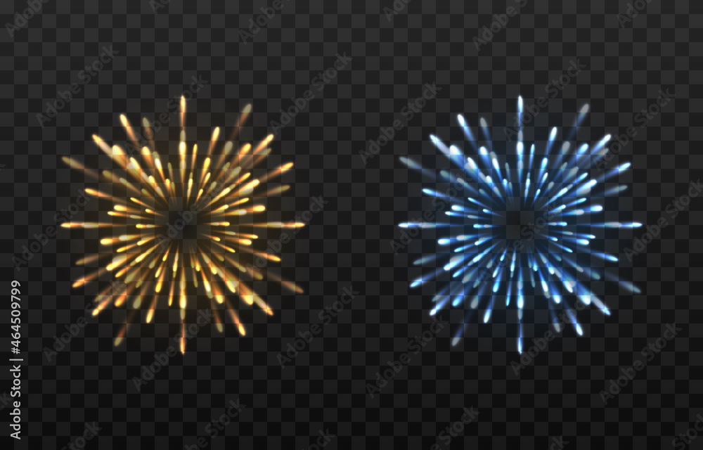 Set of vector holiday fireworks on isolated transparent background ...