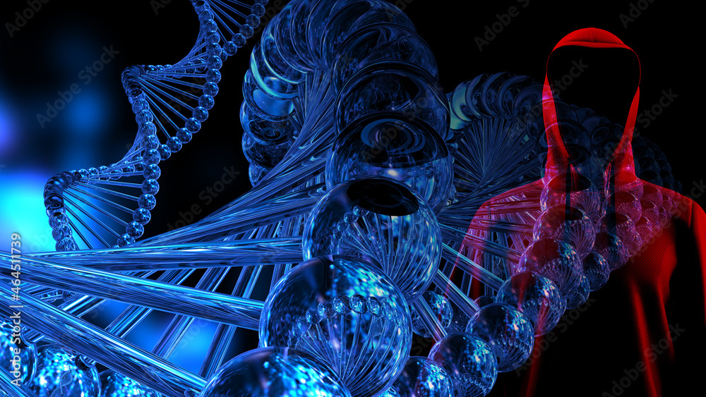 Science molecular glass DNA model structure and anonymous hacker with ...