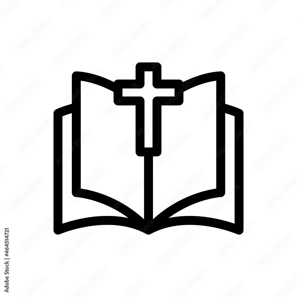 Christian bible icon vector, bible symbol in line style, book vector ...