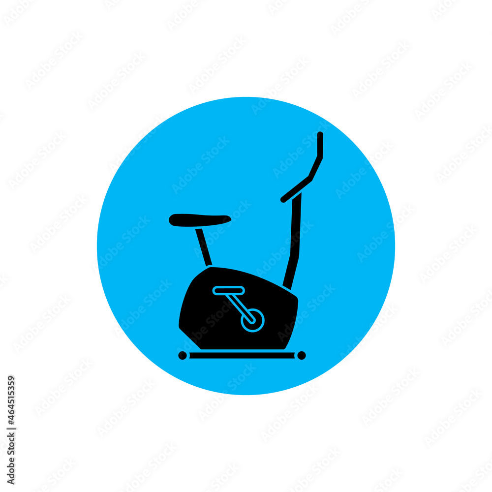 Stationary bike icon in circle, sport and equipment, exercise bicycle ...