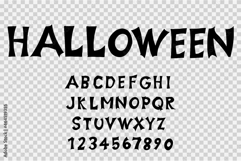 Halloween font with brush style .Hand drawn typography alphabet design ...