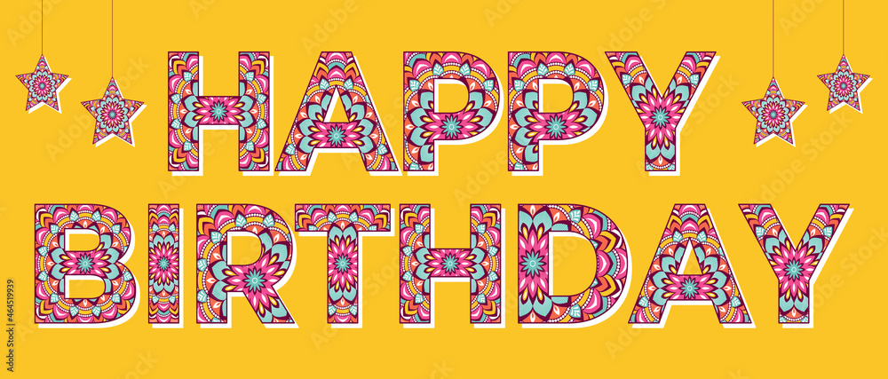 Happy birthday lettering with colorful letters Birthday lettering with ...