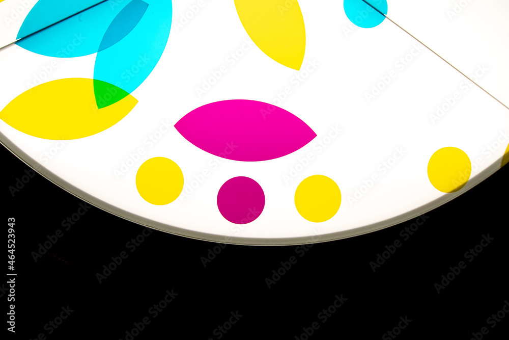 Lightbox with colors and geometric shapes. Exhibit for kids about ...