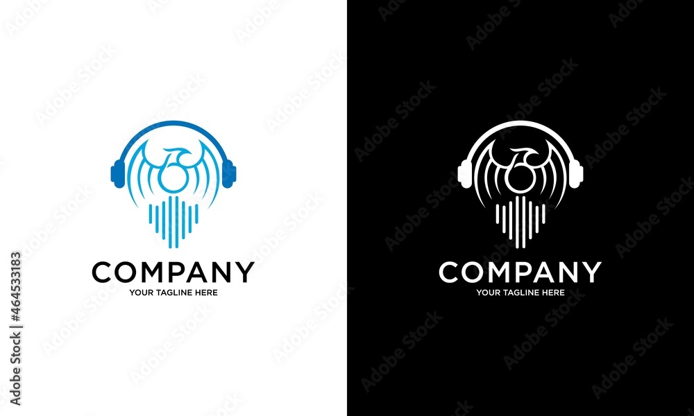 Modern phoenix music logo, phoenix and headphone icons logo vector ...