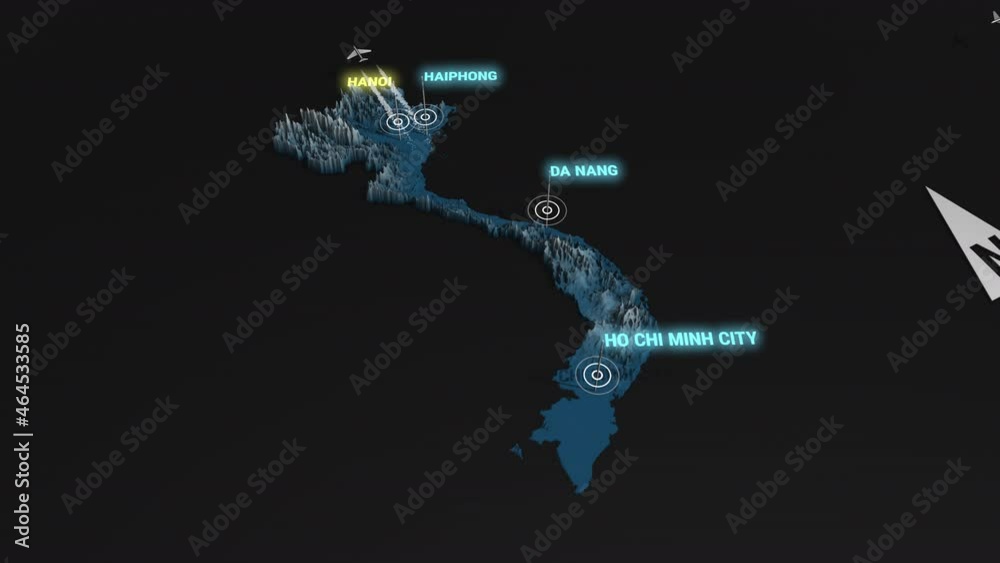 Seamless looping animation of the 3d terrain map at nighttime of ...