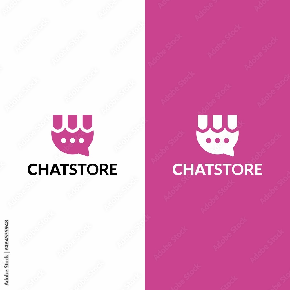 Chat Store And Message Logo Design Element, Bubble Talk And Shop Logo ...