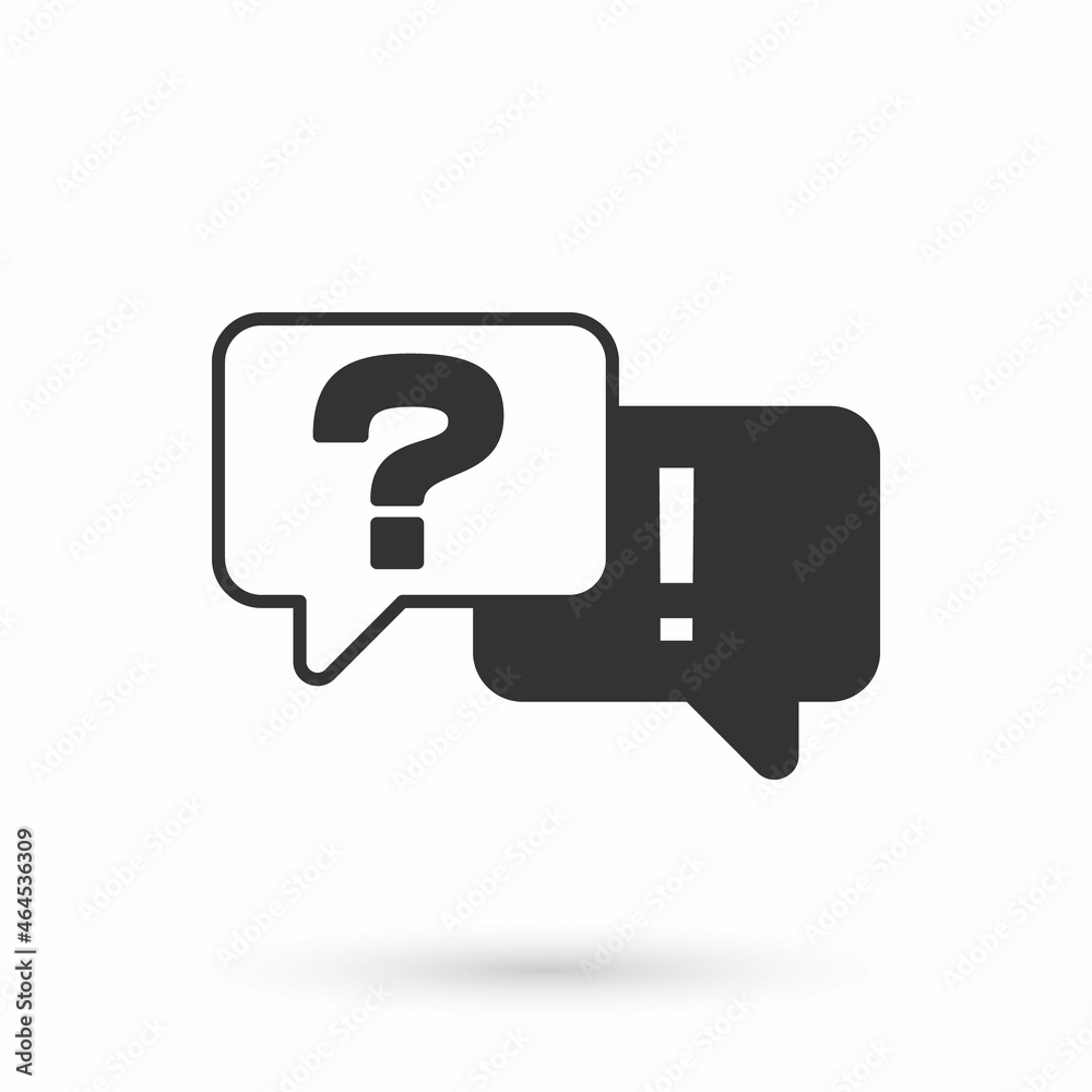 Grey Speech bubbles with Question and Answer icon isolated on white background. Q and A symbol ...