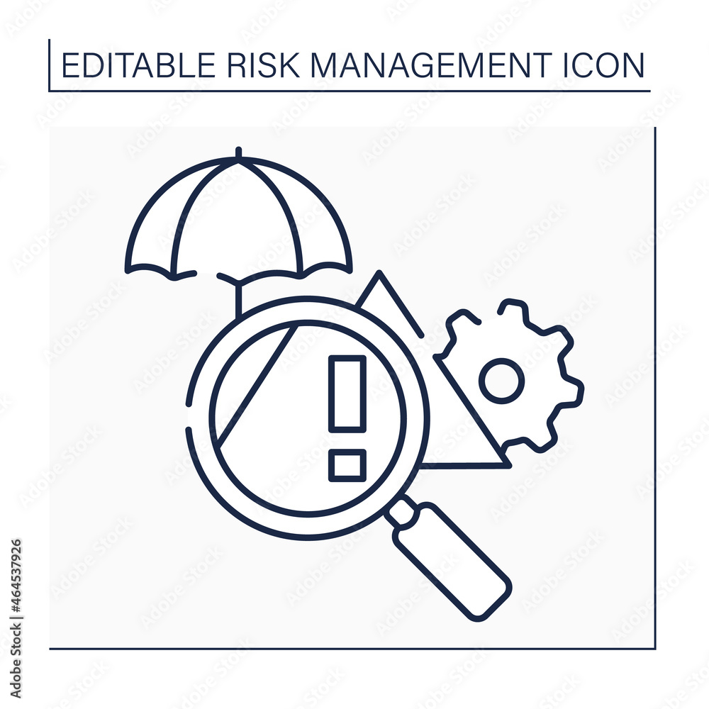 Risk identification line icon. Problem finding. Determining risks ...