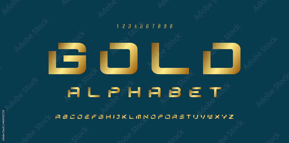 Gold font and alphabet vector, Golden typeface letter and number design ...