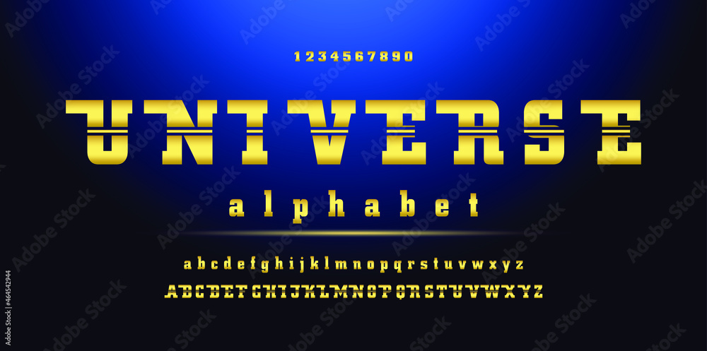 Gold font and alphabet vector, Golden typeface letter and number design ...