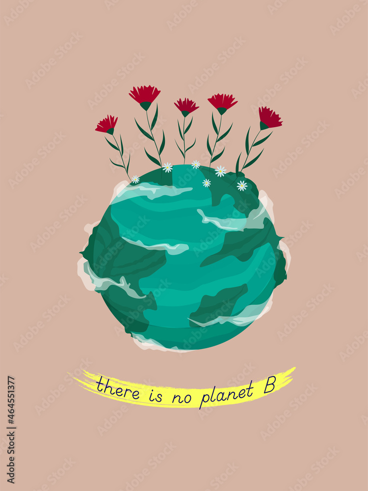 Earth vector illustration. Abstract cute planet Earth in space and eco ...