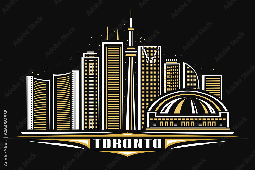 Vector illustration of Toronto, horizontal poster with linear design ...