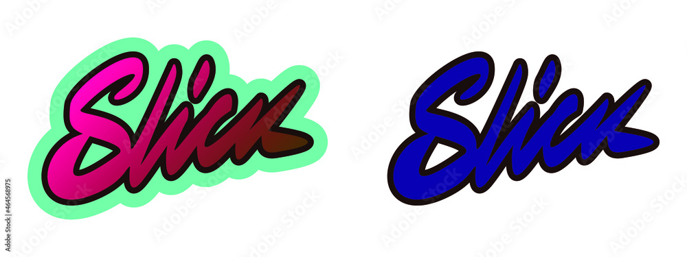 Slick hand drawn text. Lettering, calligraphy word graphic ...