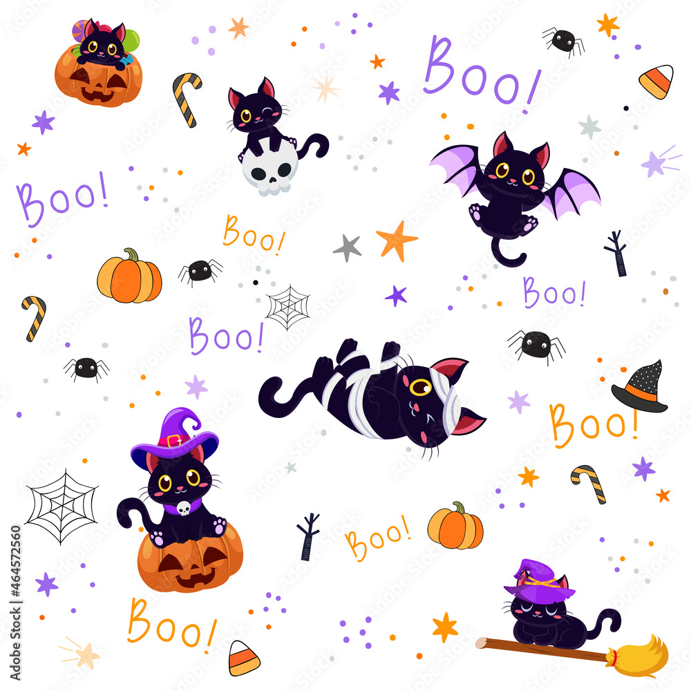 Cute Halloween Background, Cartoon wallpaper for Printable and Digital ...