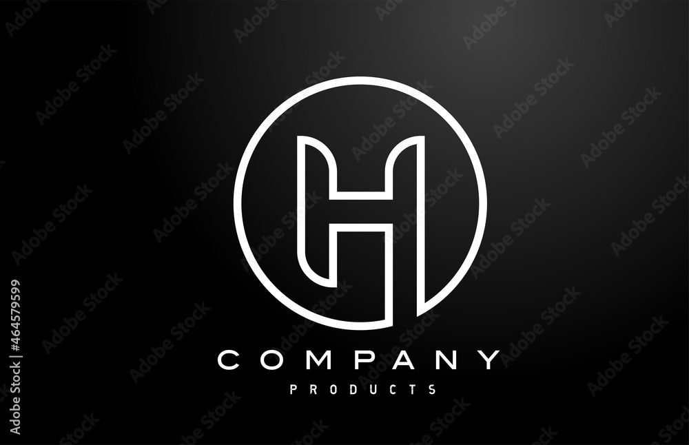H white alphabet letter logo icon with black colour. Creative design ...