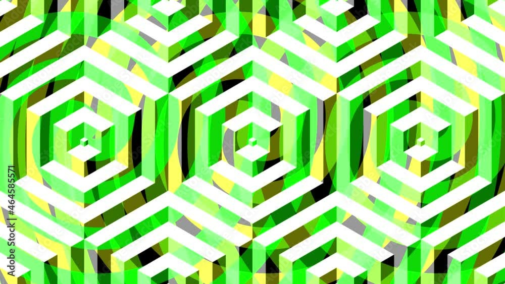 Multicolor optical illusion. Op Art video. 3D pattern. Cubes and spiral ...