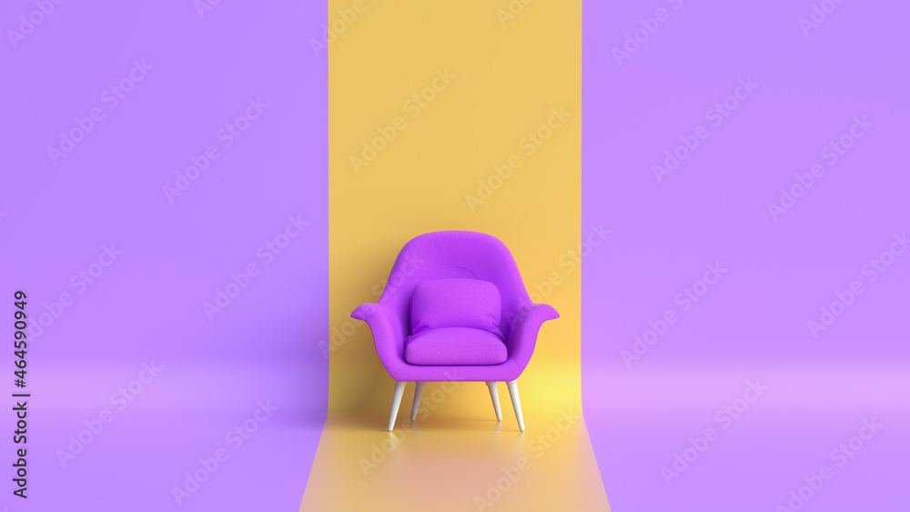 3d empty purple chair. hiring new job vacancy concept. 3d render ...