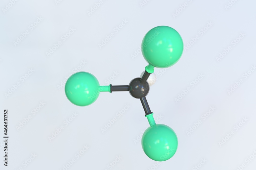 Molecule of chloroform, isolated molecular model. 3D rendering Stock ...