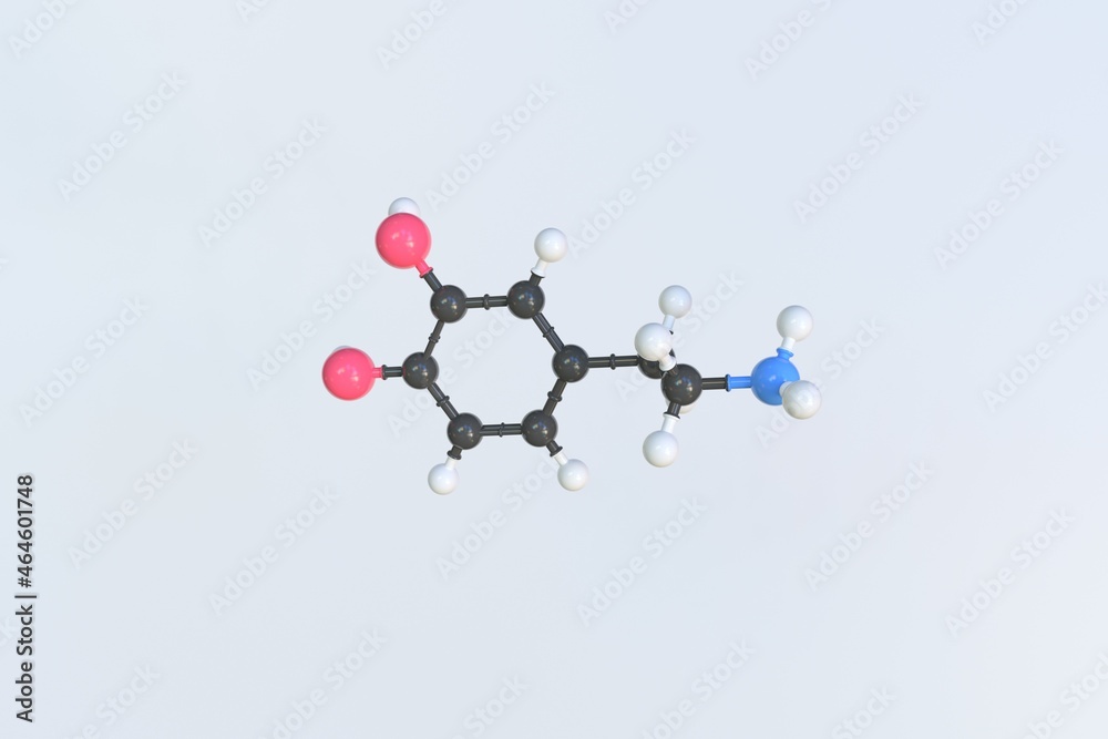 Molecule of Dopamine. Isolated molecular model, 3D rendering Stock ...