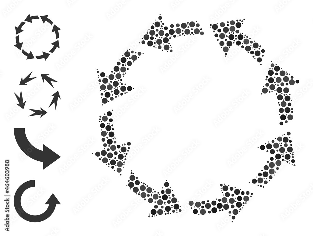 Rounded dot combination rotate ccw. Vector collage is based on rotate ...