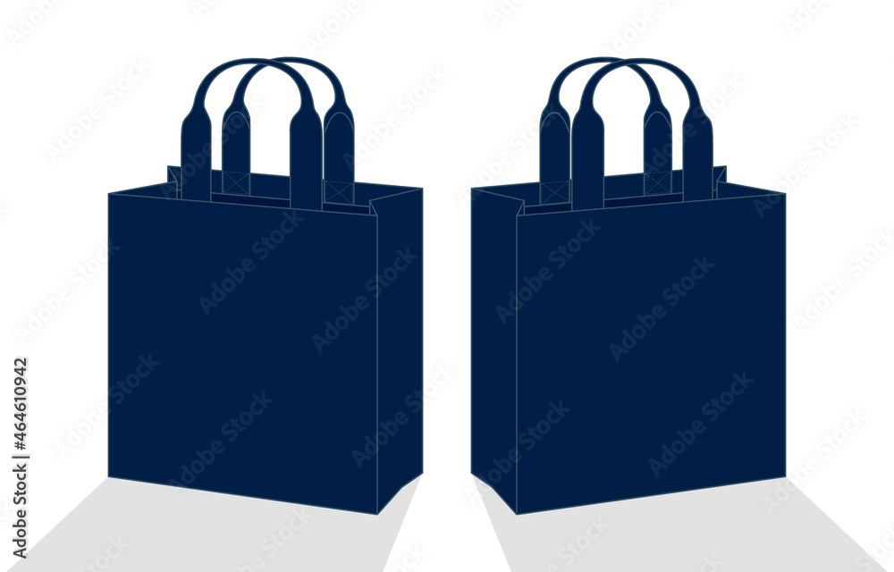 Navy Blue Tote Bag Template Vector on White Background, Perspective ...