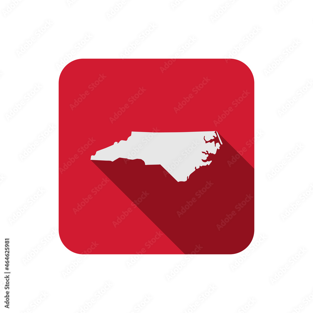 North Carolina square state map with long shadow Stock Vector | Adobe Stock