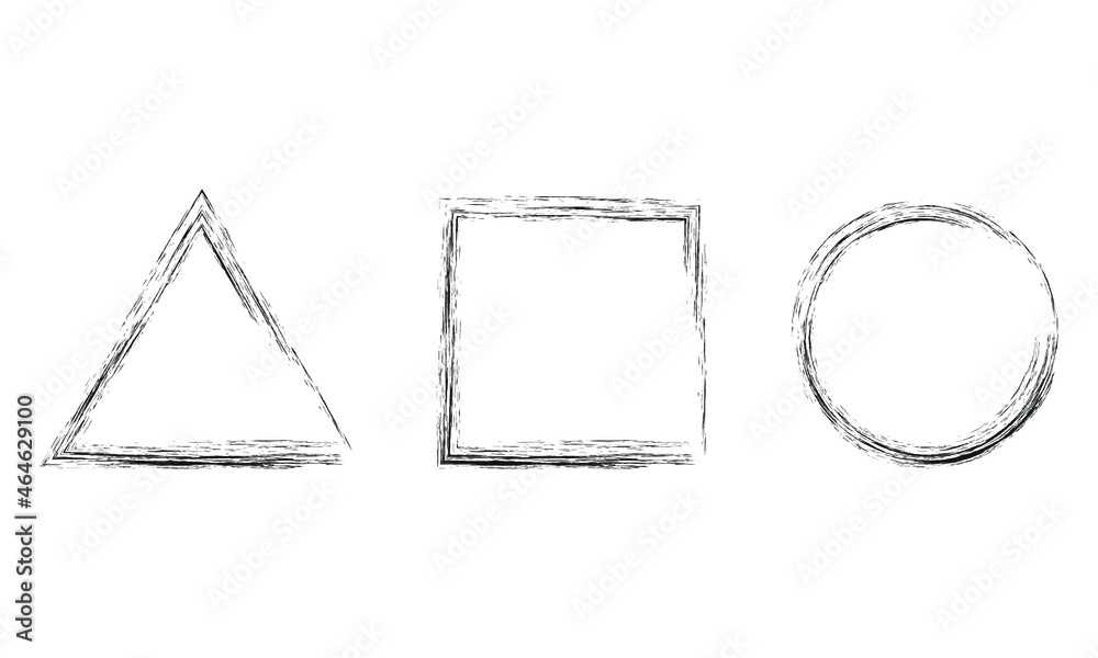 Vector signs from the game of squid, triangle, square and circle. Stock ...