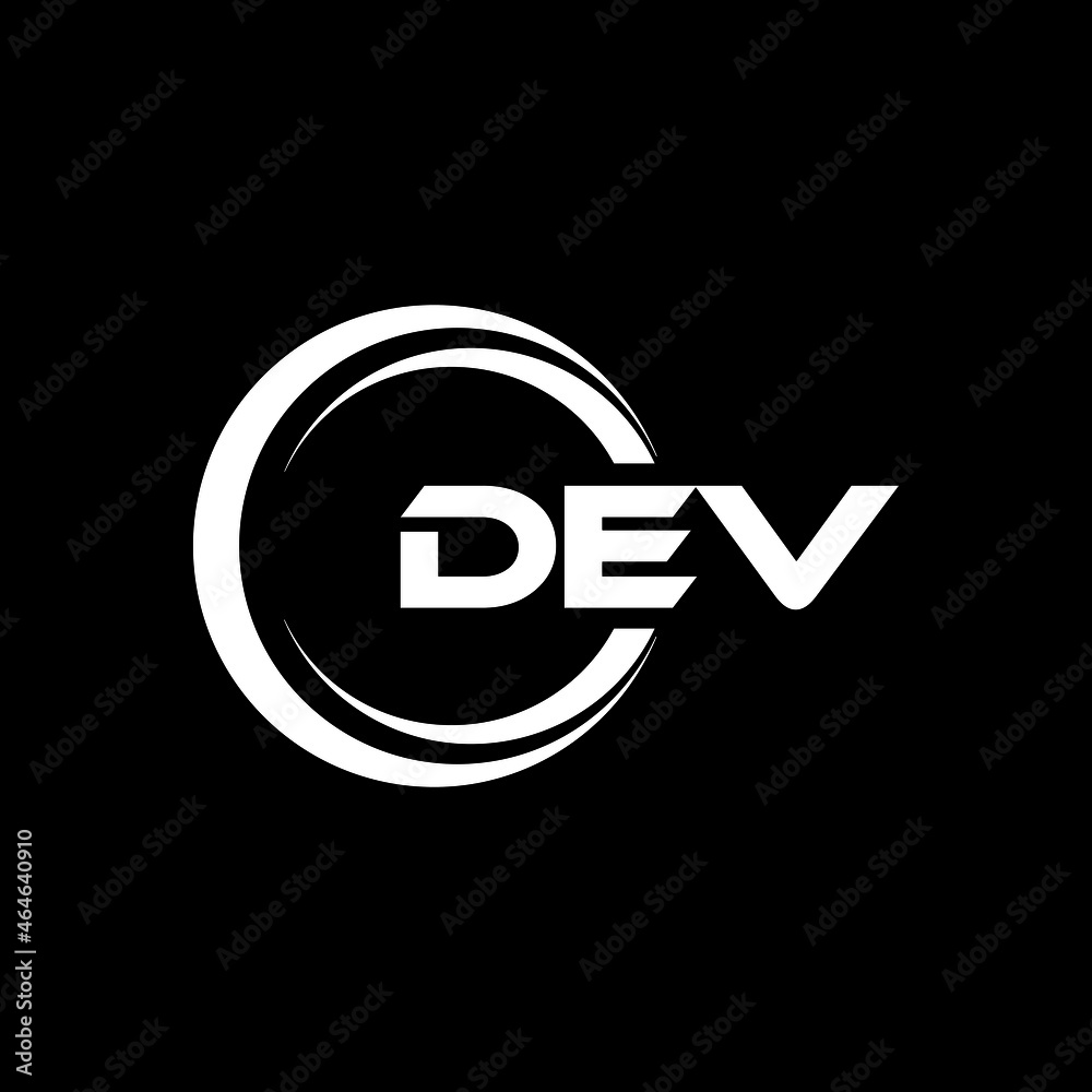 DEV letter logo design with black background in illustrator, vector ...