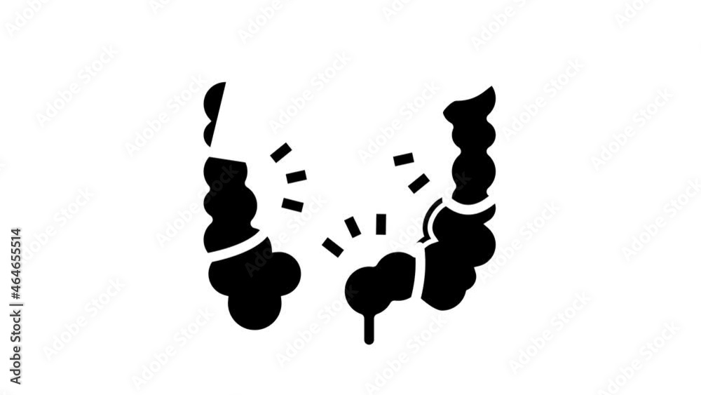Disease Human Organ Glyph Icon Animation Colitis And Breast