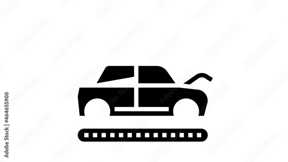 Car Factory Production glyph icon animation. Car Factory Equipment And ...