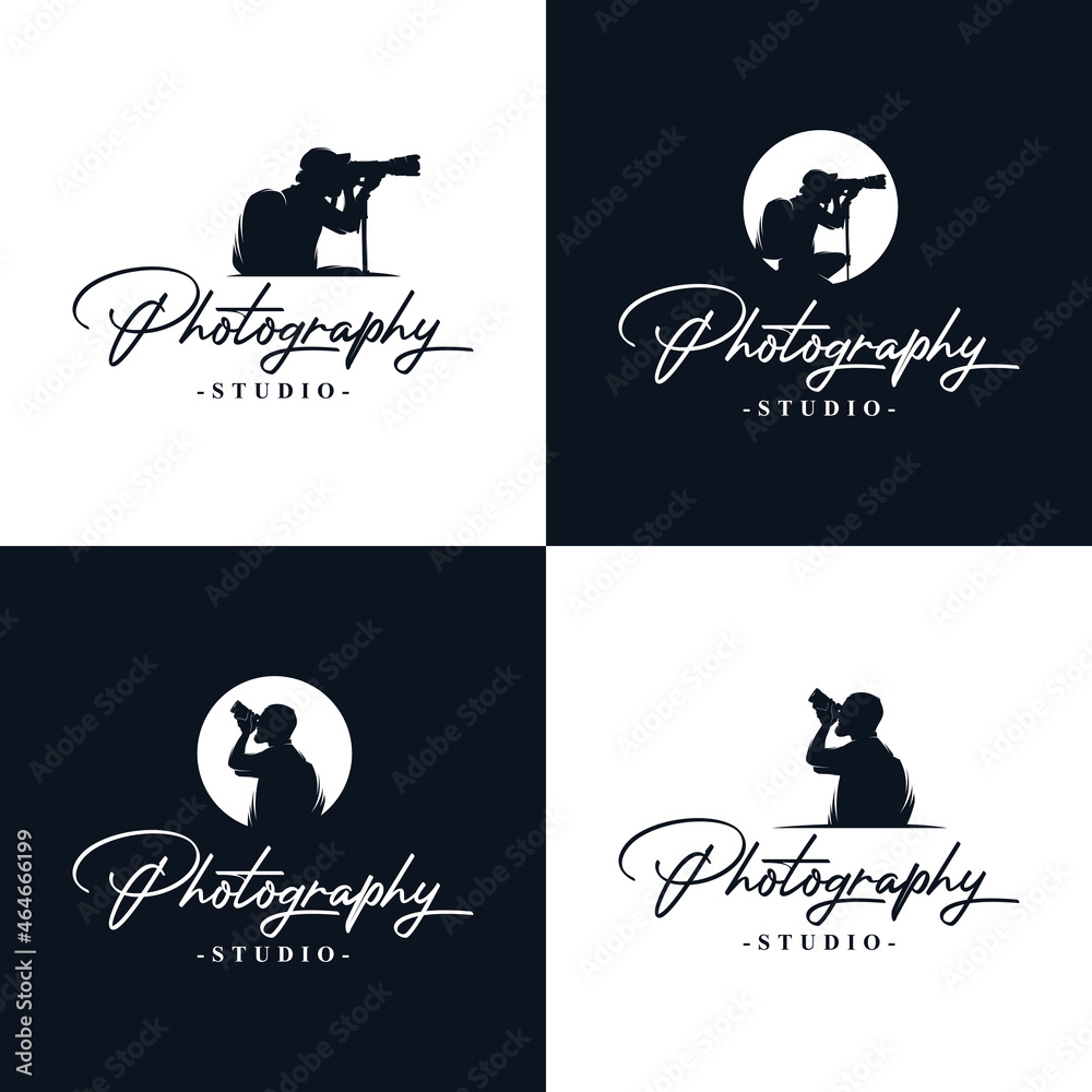 Set of Photographer studio logo design, cameraman symbol Stock Vector ...