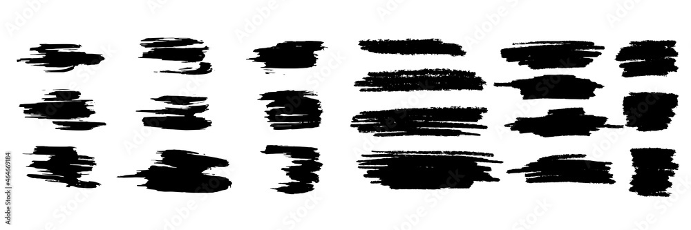 Big collection of grunge black paint, ink brush strokes. Brushes, lines ...