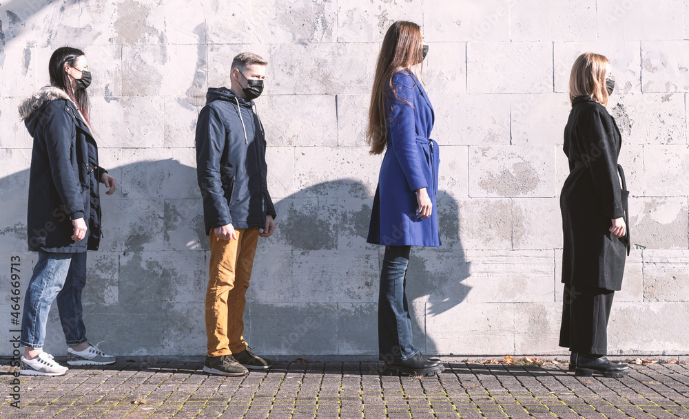 New is normal, health, covid-19, social distance concept. Young people ...