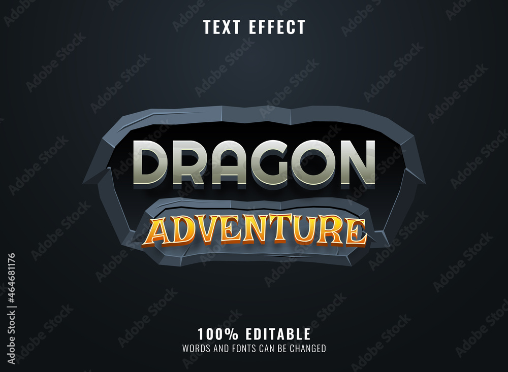 fantasy cartoon dragon adventure medieval rpg game logo title text ...