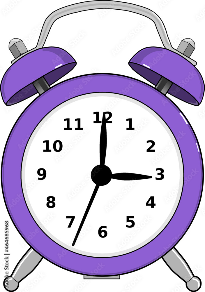 purple retro vintage analog alarm watch clock 03h00 clipart vector ...