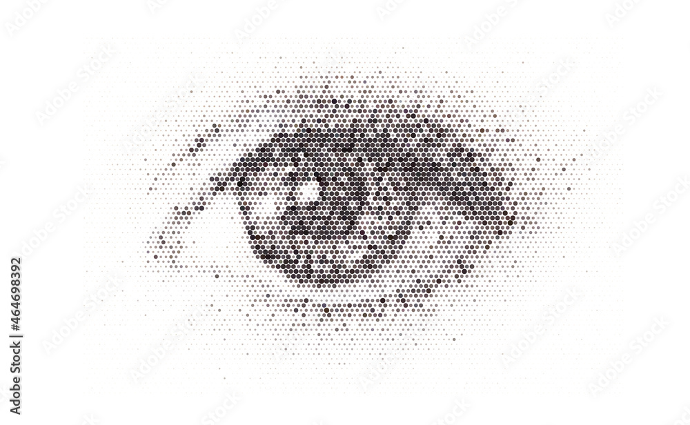 Halftone effect realistic human eye. Dotted vector illustration Stock ...