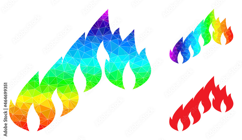 Low-poly firewall icon with rainbow colored. Rainbow vibrant polygonal ...