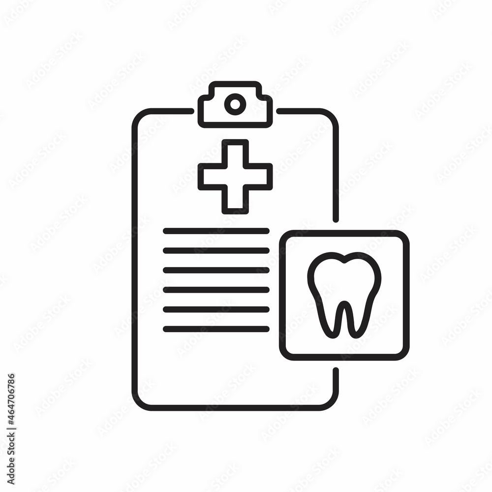 Dental checklist and tooth line icon, Hygiene routine concept, Teeth ...