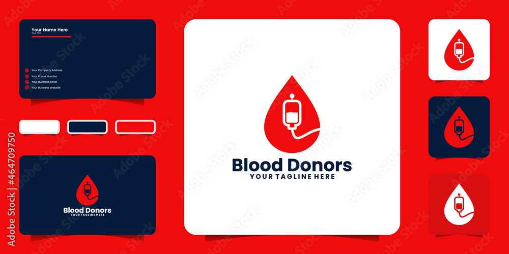 blood donation logo design inspiration with infusion and blood drop ...